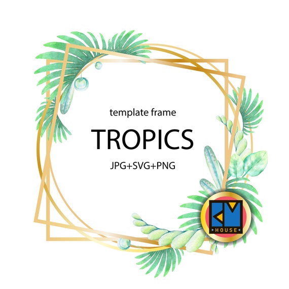 Tropical Frame Template. Watercolor Clipart With Tropical | Etsy