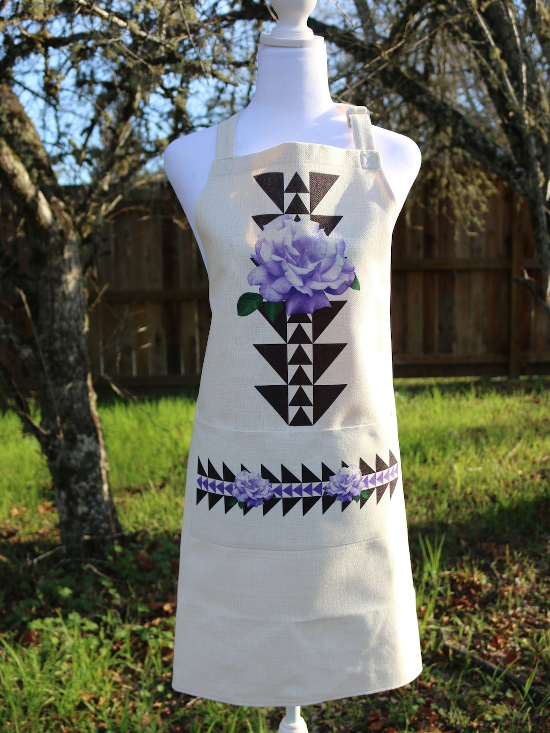 Apron, Purple Rose, Sturgeon Back Design, Hupa, Yurok, Native American ...