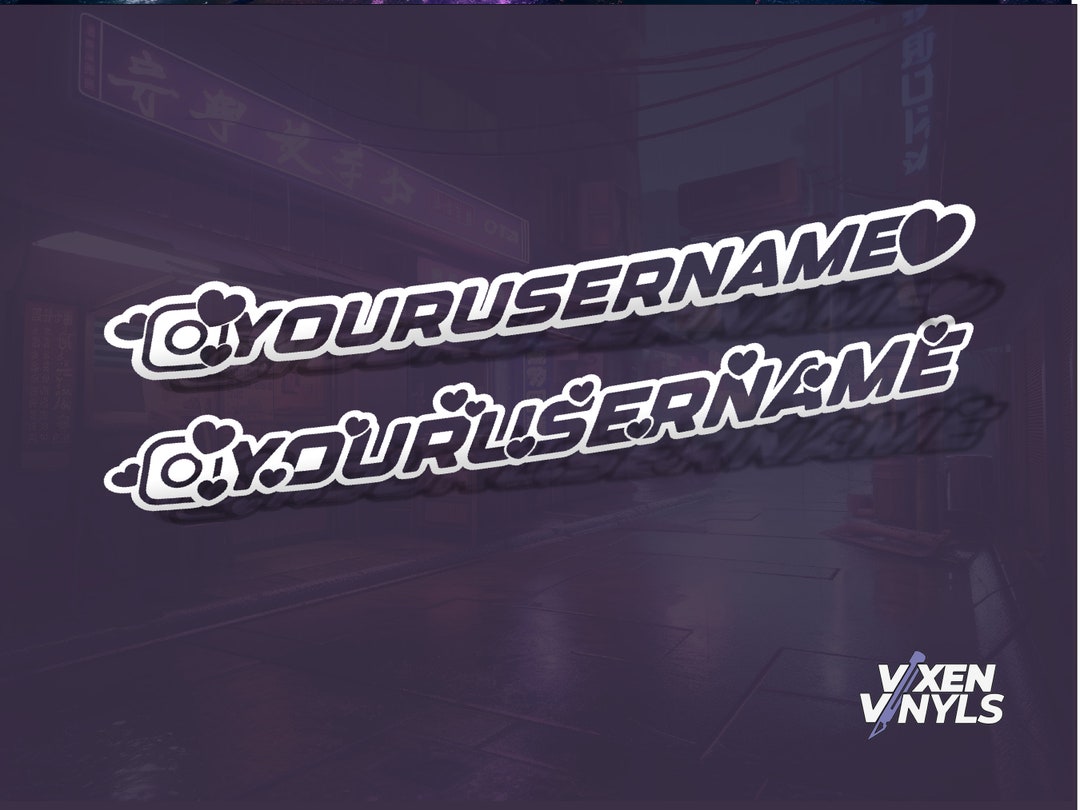 Set of Two Custom Instagram Username Cute Hearts Offset Social Media ...