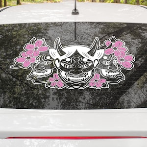 Sakura Oni Mask JDM Cherry Blossom XL Rear Windshield Vinyl Decal ...
