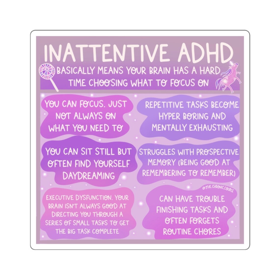 Inattentive Type ADHD Square Stickers - Etsy