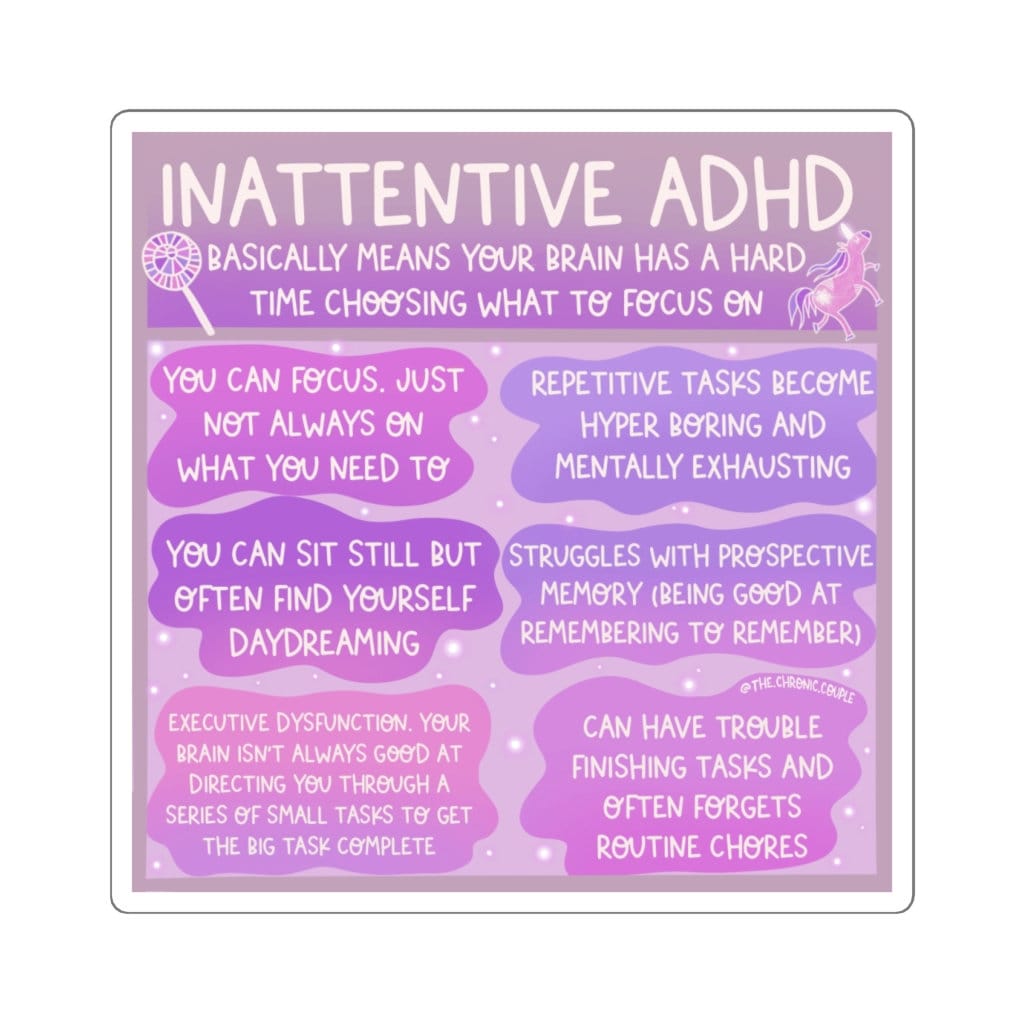 Inattentive Type ADHD Square Stickers - Etsy