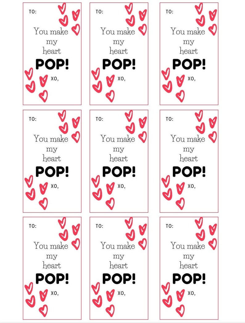 Pop It Valentines Day Tag - Ring Pop Valentine Tag - Valentines Day ...