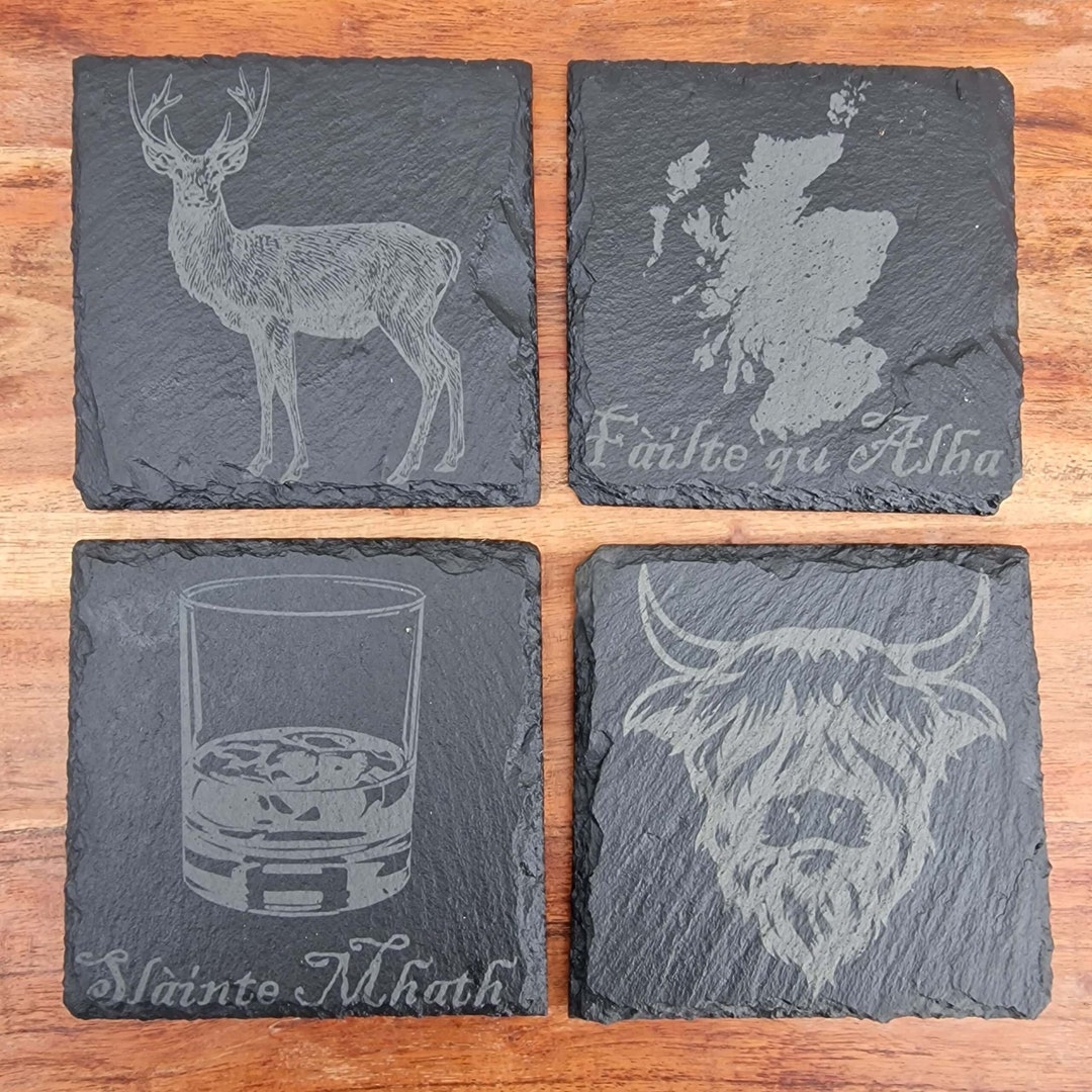 Scottish Slate Coasters - Set of Four, - Etsy UK