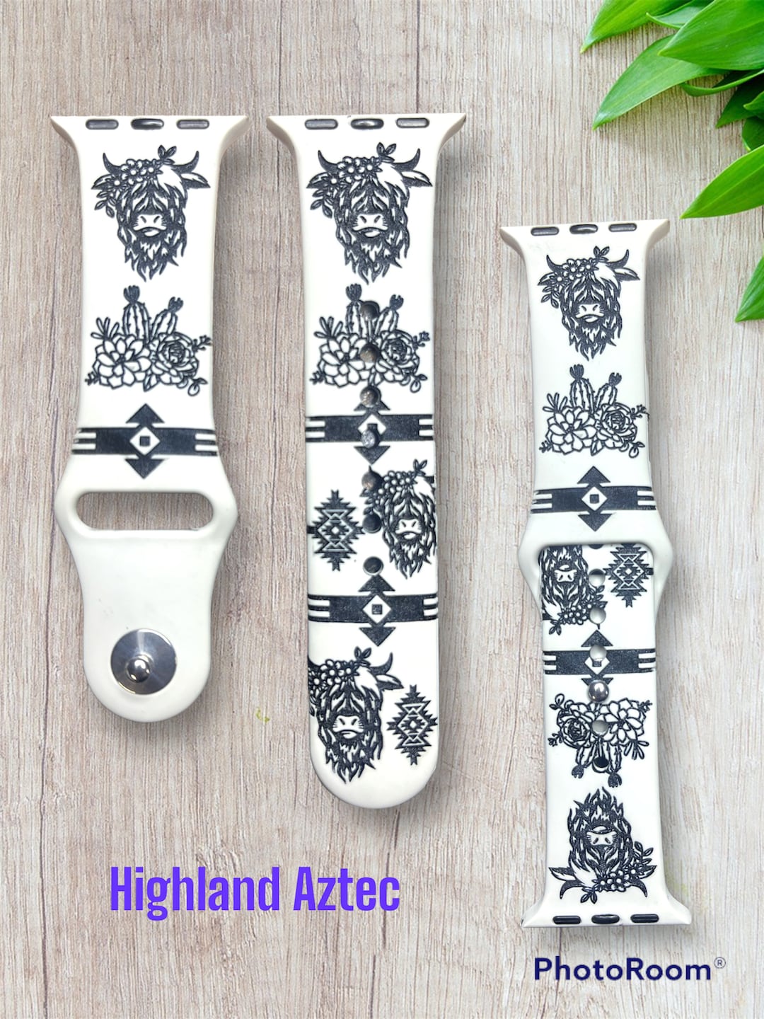 Highland Cow Aztec, Engraved Silicone Smartwatch 38,40,41,42,44,45mm ...
