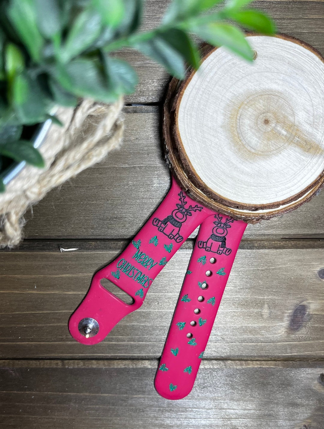 Christmas Reindeer Engraved Smart Watch Band: Samsung, Fitbit Versa 2 ...