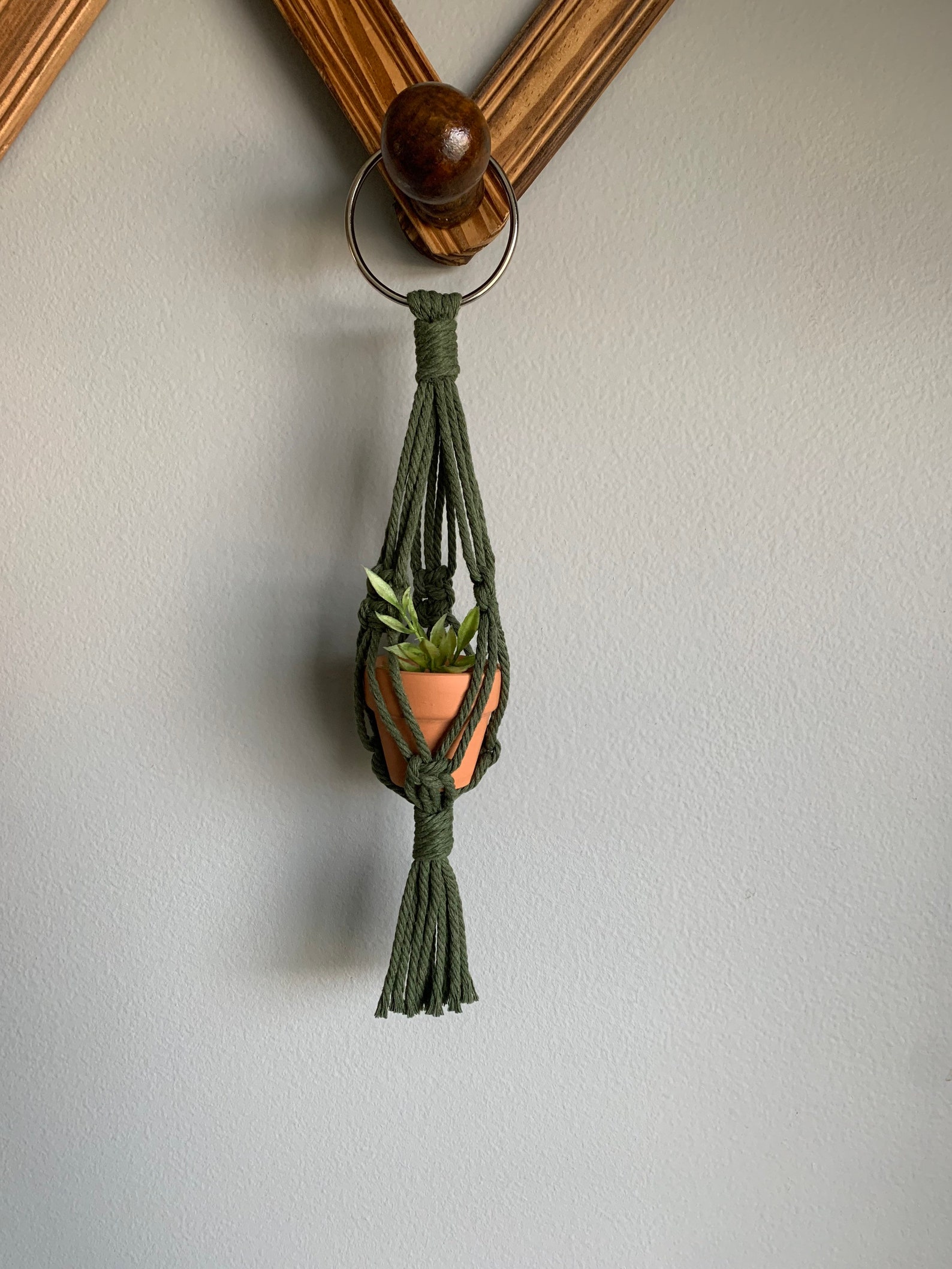 Mini Macrame Plant Hanger | Boho Cotton Car Desk Decor (includes Pot ...