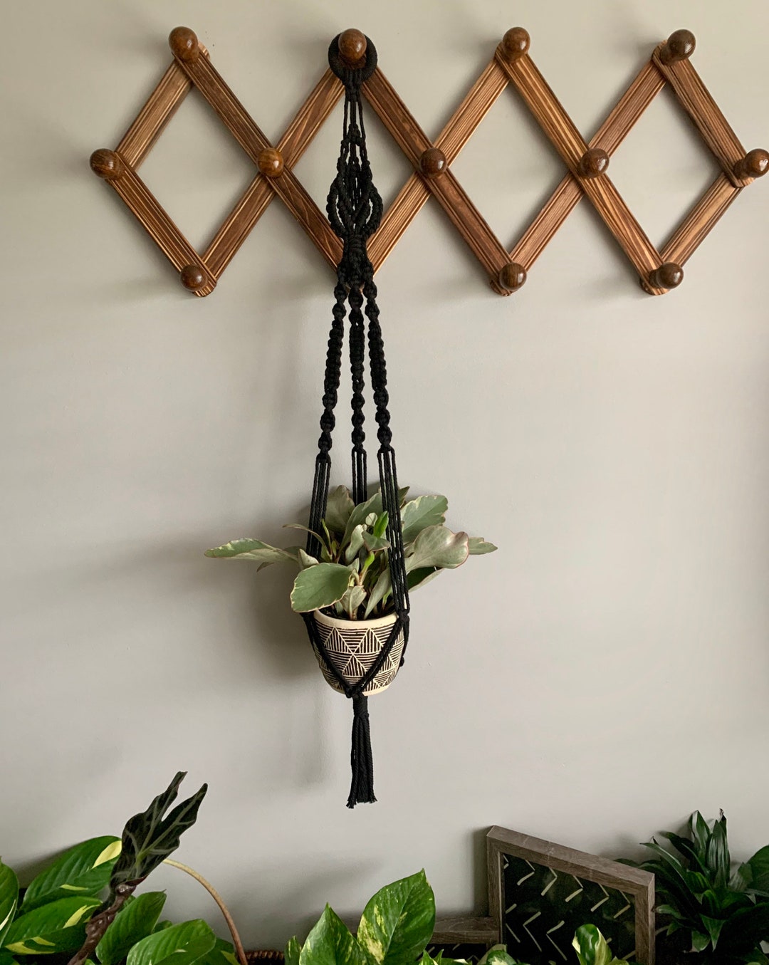 Black AF Macrame Plant Hanger - Etsy