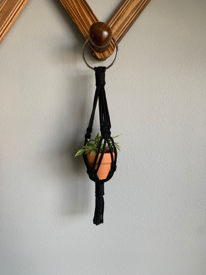 Mini Macrame Plant Hanger | Boho Cotton Car Desk Decor (includes Pot ...