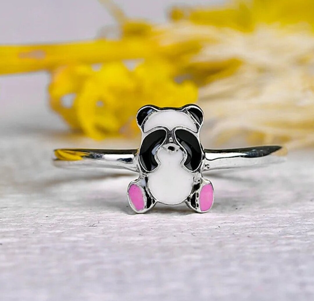 Silver Little Panda Ring, Bronze Panda Bear Ring, Sterling Silver Rings ...