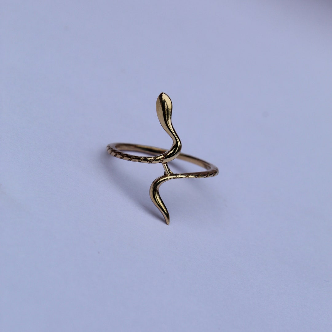 Minimalist Wrap Around Snake Ring, Gold Ring, Tiny Adjustable Snake ...