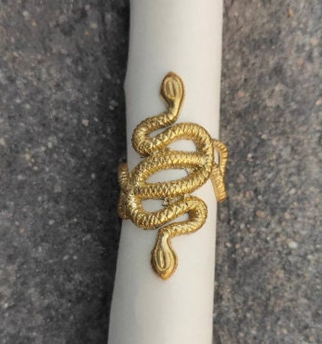 Dual Face Snake Ring, Sterling Silver Serpent Jewelry, Adjustable Punk ...