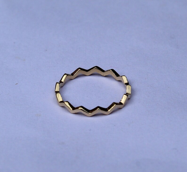Wavy Wave Zig Zag Band Ring, Wavy Wave Ring, Ocean Wave Ring, Gold Stackable Ring, Dainty Rings ...