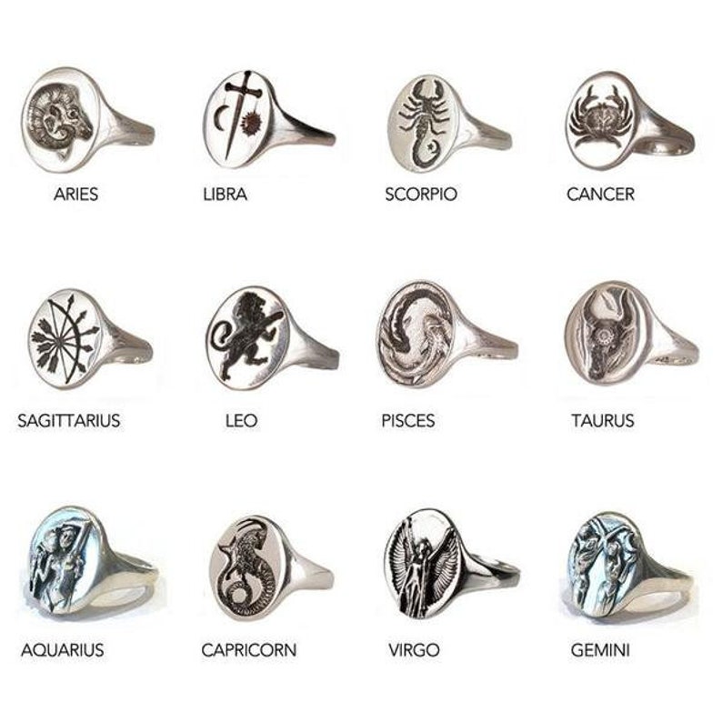 Zodiac Sign Signet Ring, Zodiac Signet Rings, Zodiac Sign, Zodiac Rings ...