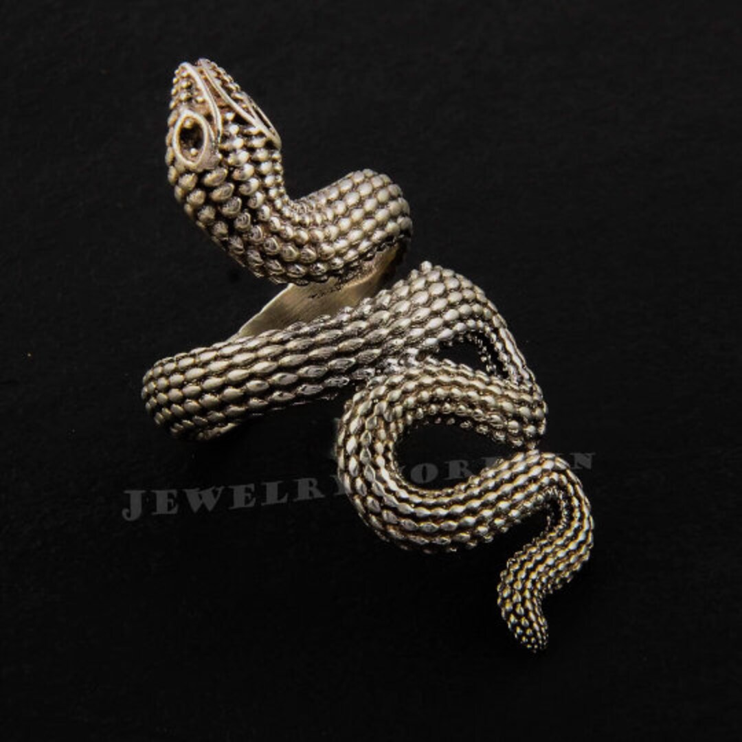 Wrap Around Snake Ring, Serpent Ring, Silver Ring, Spiral Ring, Brass ...