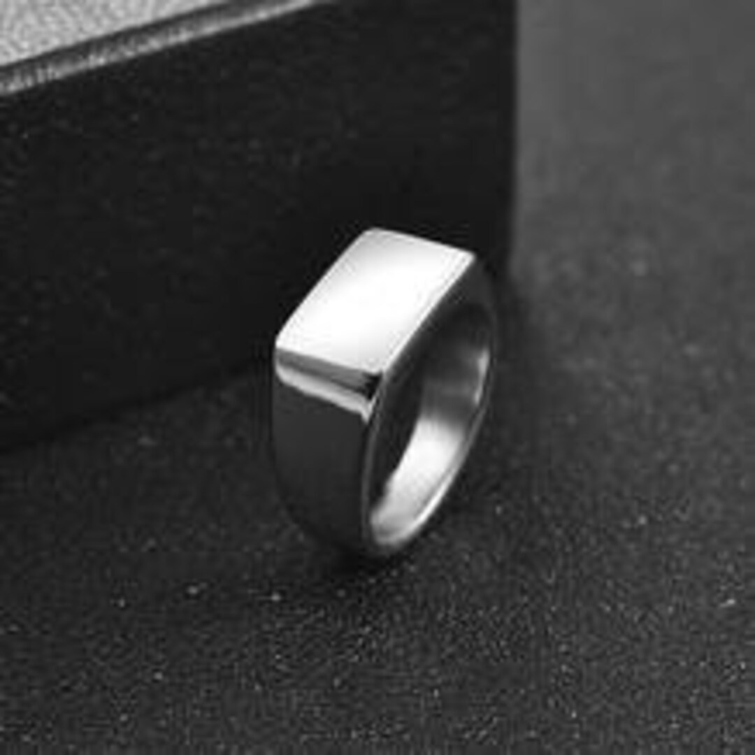 Rectangular Men's Pinky Ring, Chunky Ring, Black Rings, Signet Ring ...
