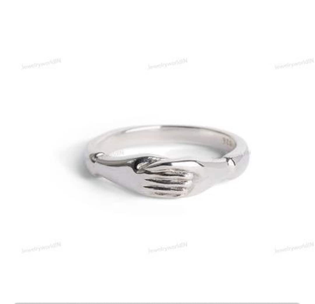Silver and Bronze Claddagh Ring, Clasped Hands Ring, Fede Ring, Women ...