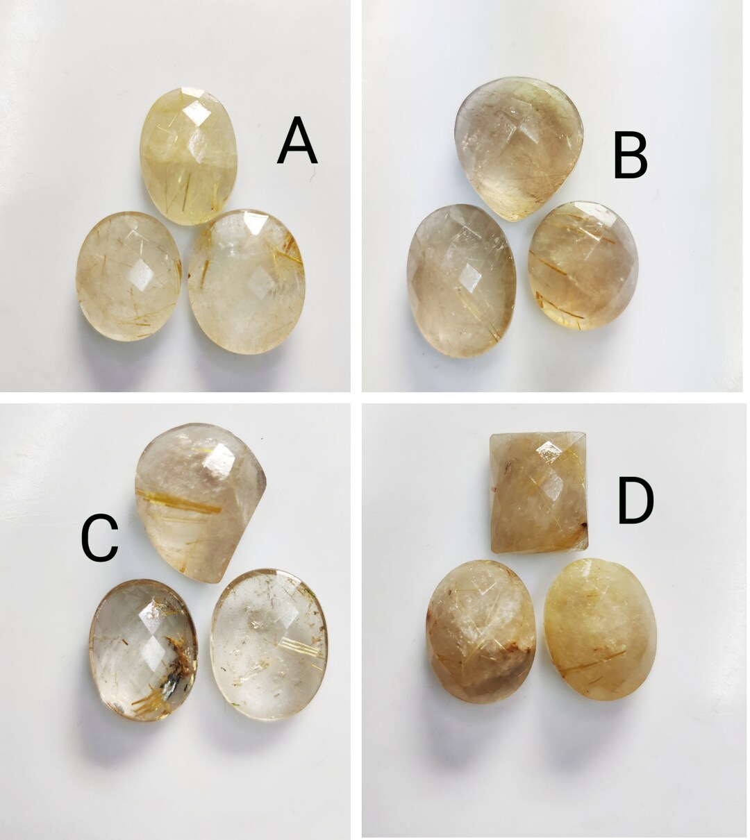 Natural Golden Rutile Quartz Gemstone, Golden Rutile Faceted Rose Cut ...