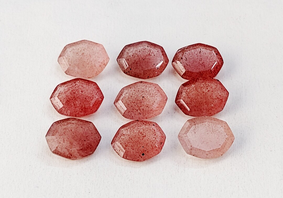 Natural Red Strawberry Quartz Faceted Octagon Shape Loose Gemstone, Red ...