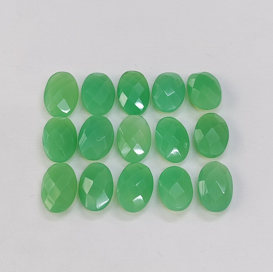 Natürlicher Chrysopras Edelstein, Chrysopras facettierte ovale Form Stein, Chrysopras ...