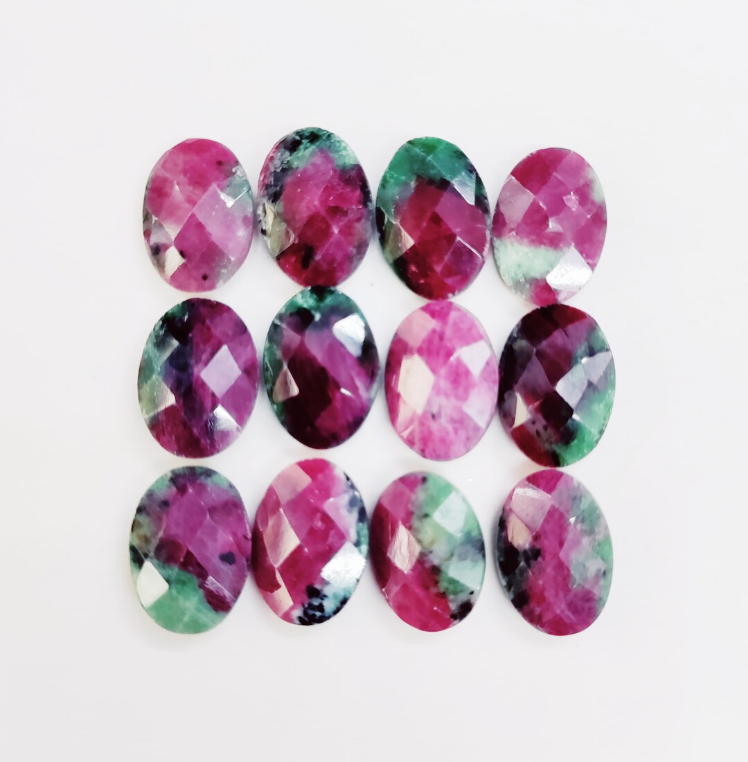 Natural Ruby Zoisite Faceted Gemstone, Ruby Zoisite Oval Shape ...