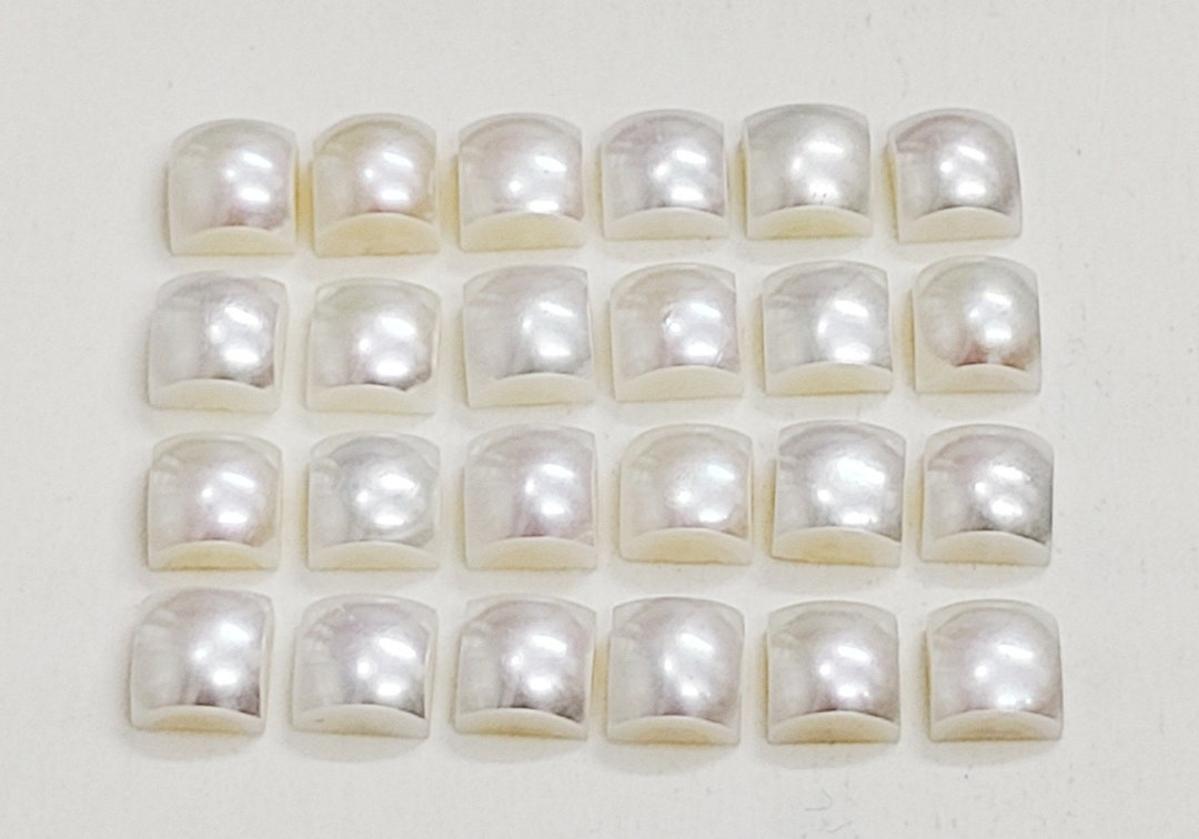 AAA+ White Pearl Cabochons: Square Freshwater Pearls, Jewelry Making (5 ...
