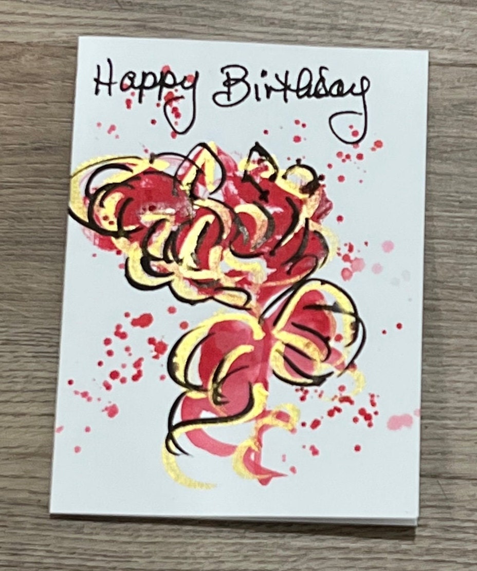 Custom Happy Birthday Hand-painted Greeting Cards - Etsy