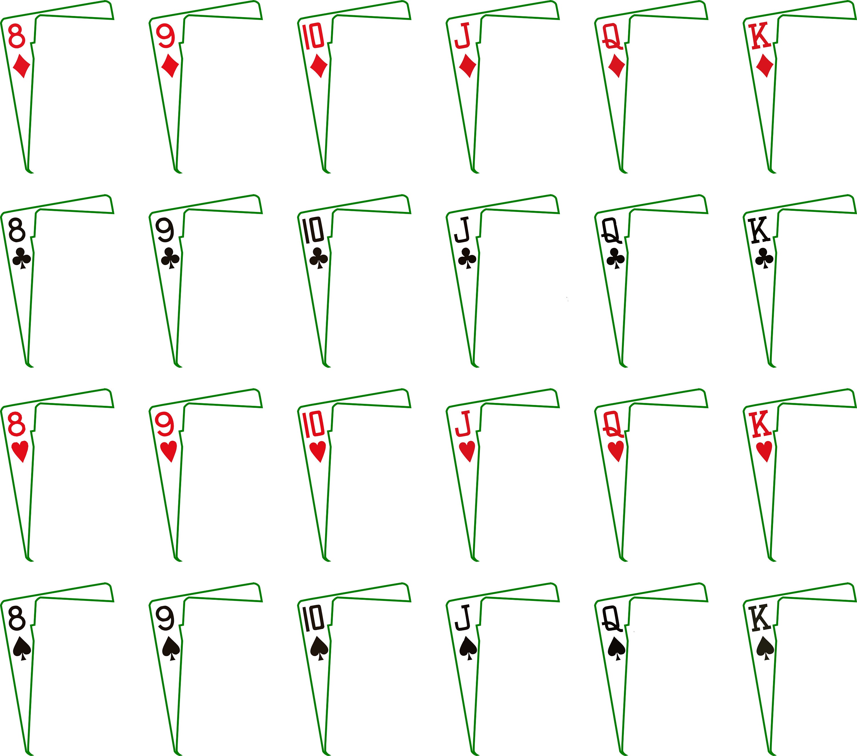 Build Your Own Two Card Hand, All 52 Playing Cards, Full Deck, Hearts ...