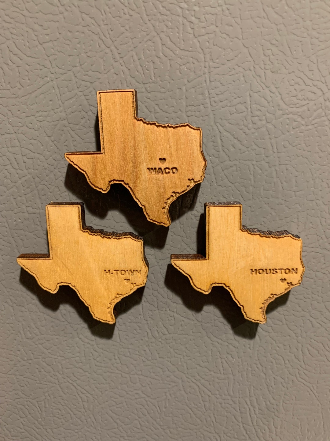 Texas Magnet With City Name and Heart Lacquer Finish - Etsy