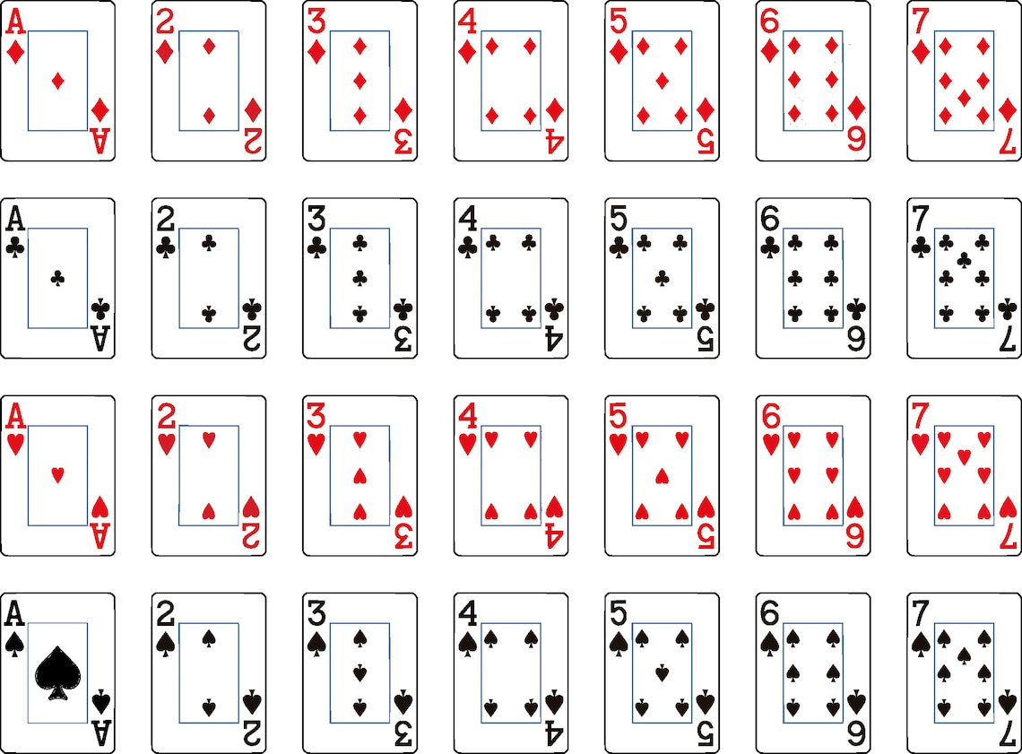 All 52 Playing/poker Cards, Full Deck, Hearts, Spades, Clubs, and ...