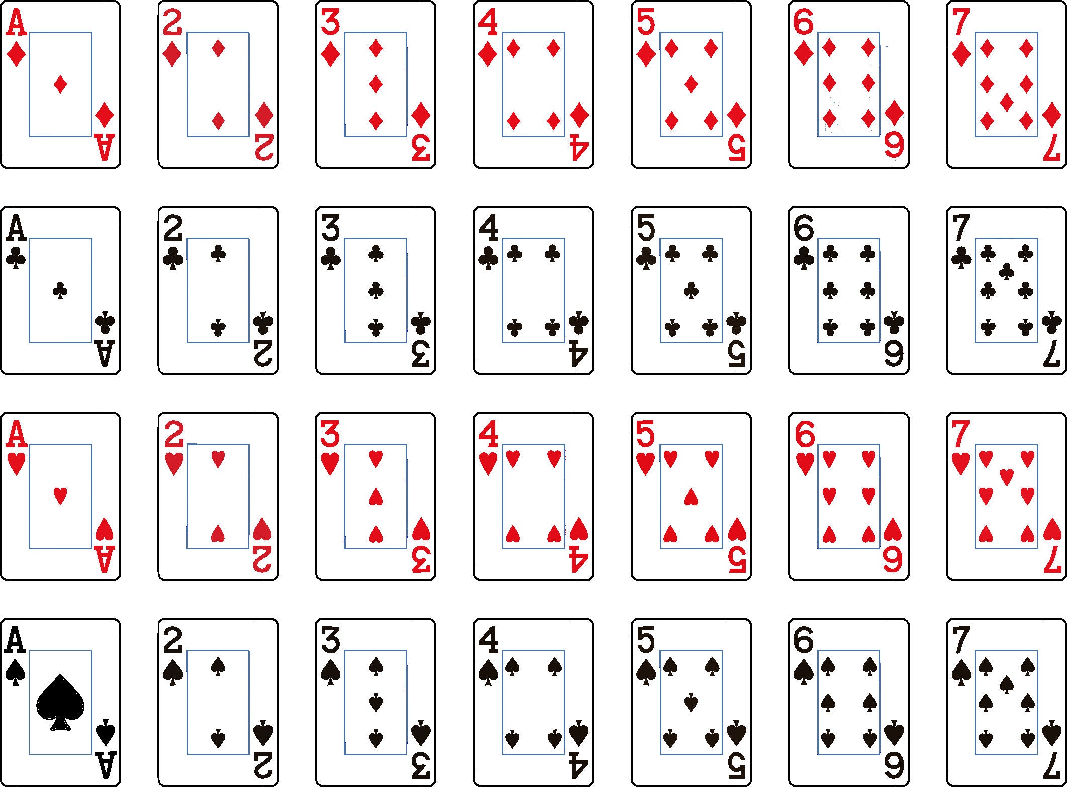 All 52 Playing/poker Cards, Full Deck, Hearts, Spades, Clubs, and ...