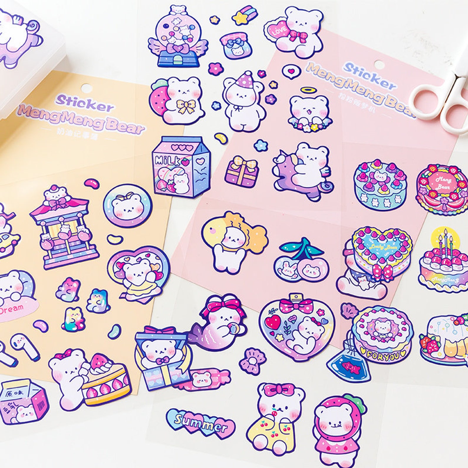 Kawaii Bear Sticker Sheet Waterproof Kawaii sticker sheet | Etsy