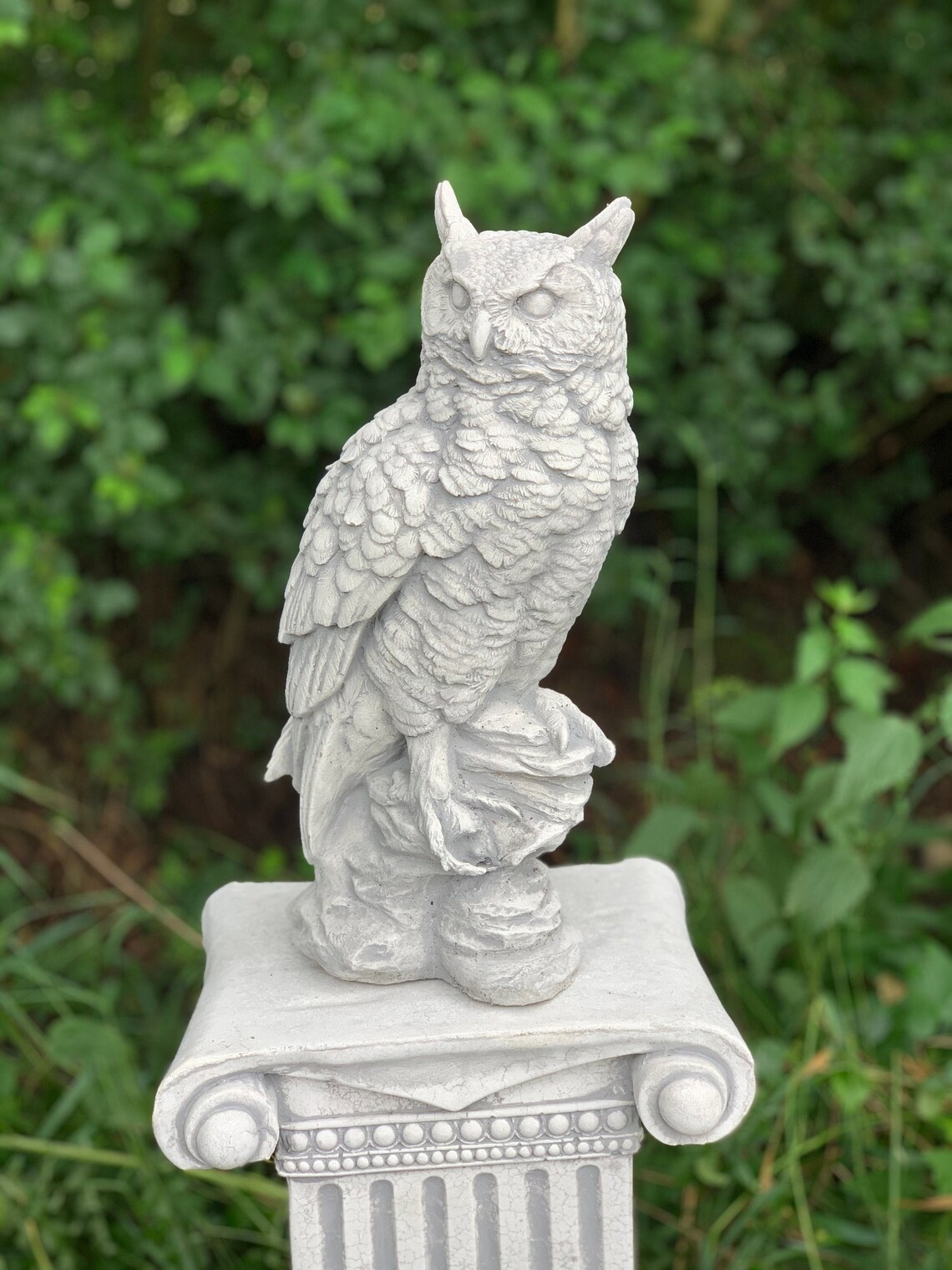 Owl figure owl statue stone owl garden owl sculpture greek | Etsy