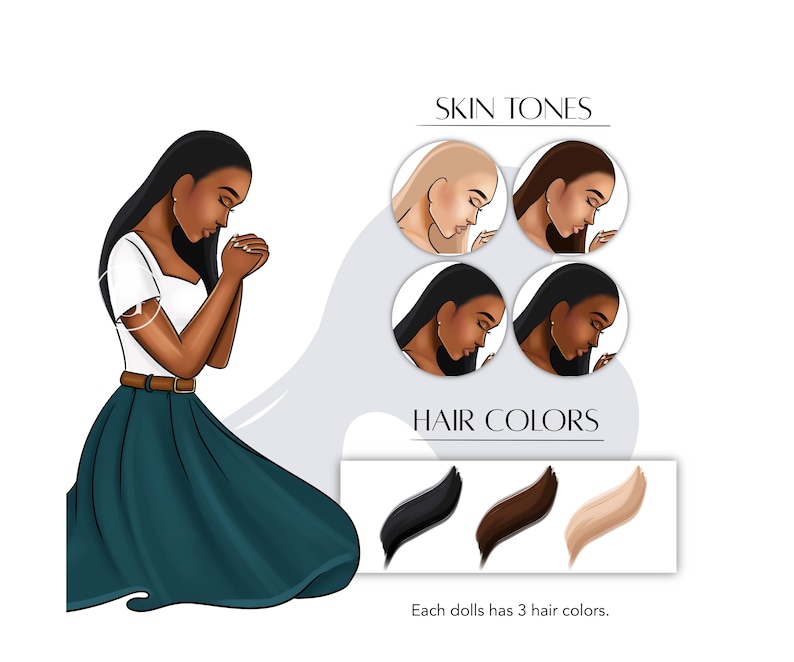 BUNDLE Faith Dolls 1-5 | Christian Clipart, Black Woman Clipart ...