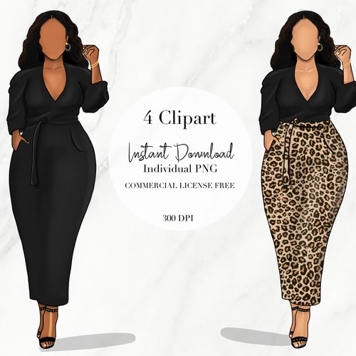 Curvy Clipart Fashion Clipart Plus Size Clipart Digital - Etsy