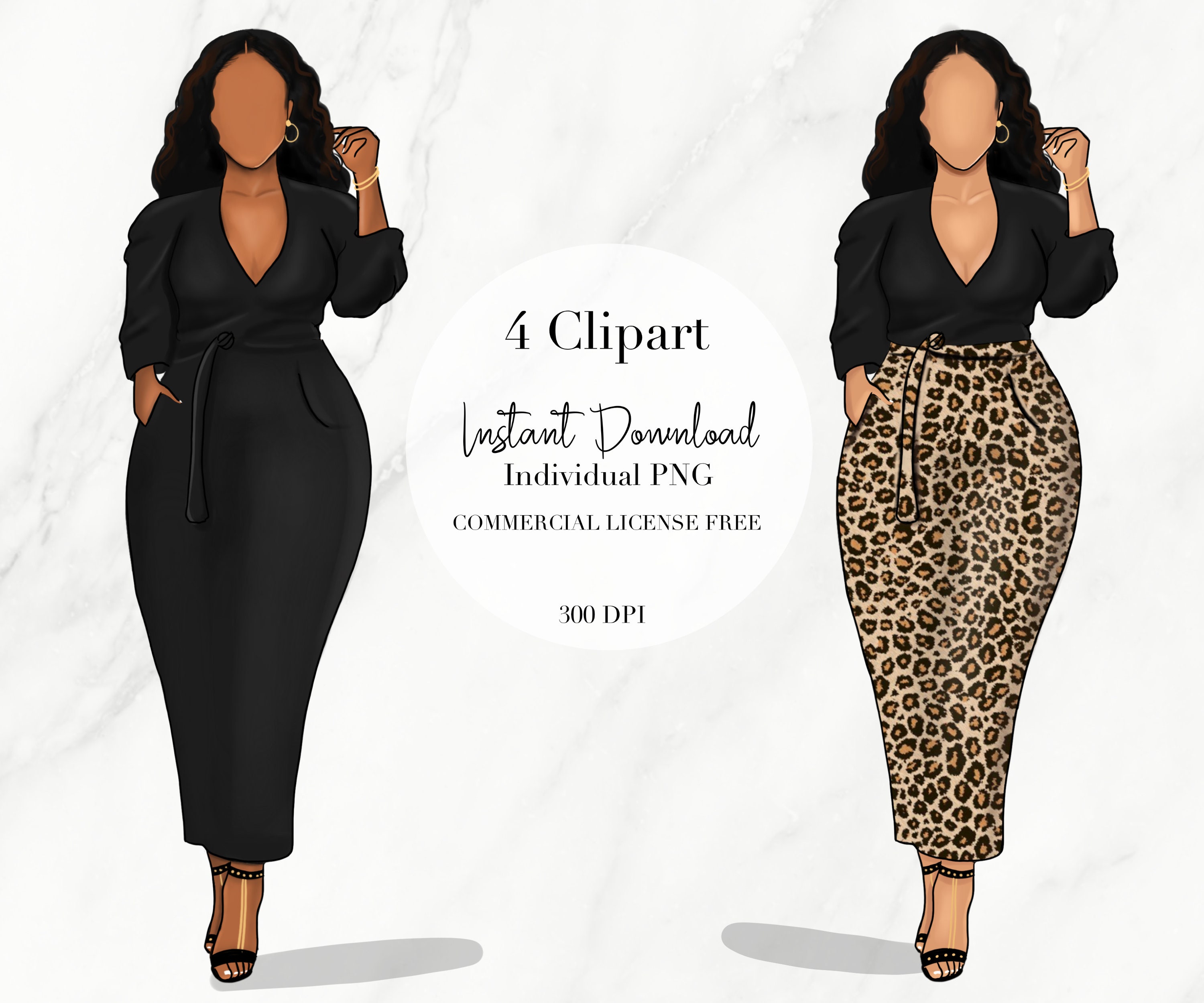 Curvy Clipart Fashion Clipart Plus Size Clipart Digital - Etsy