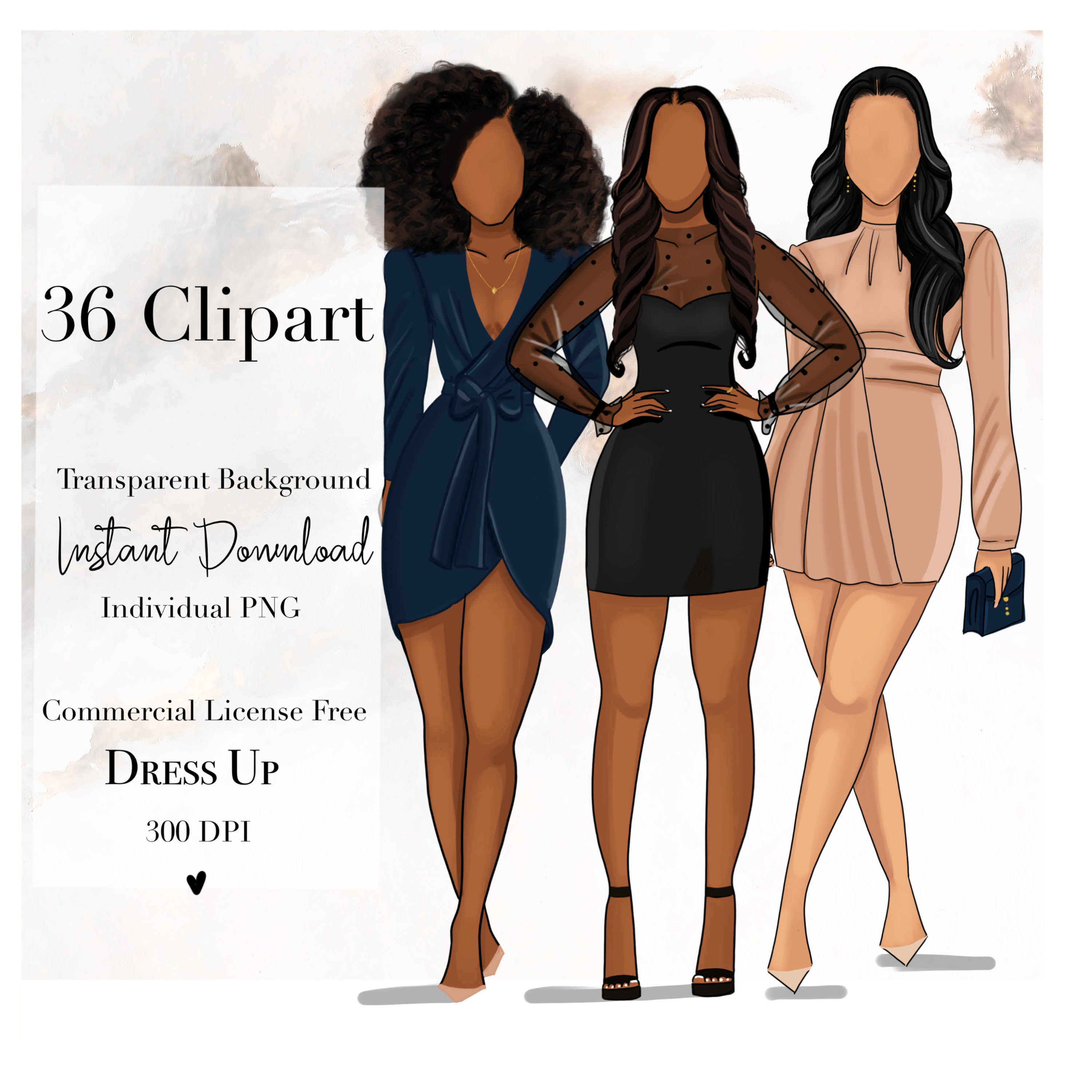 Black Woman ClipArt Fashion ClipArt ClipArt PNG Digital | Etsy