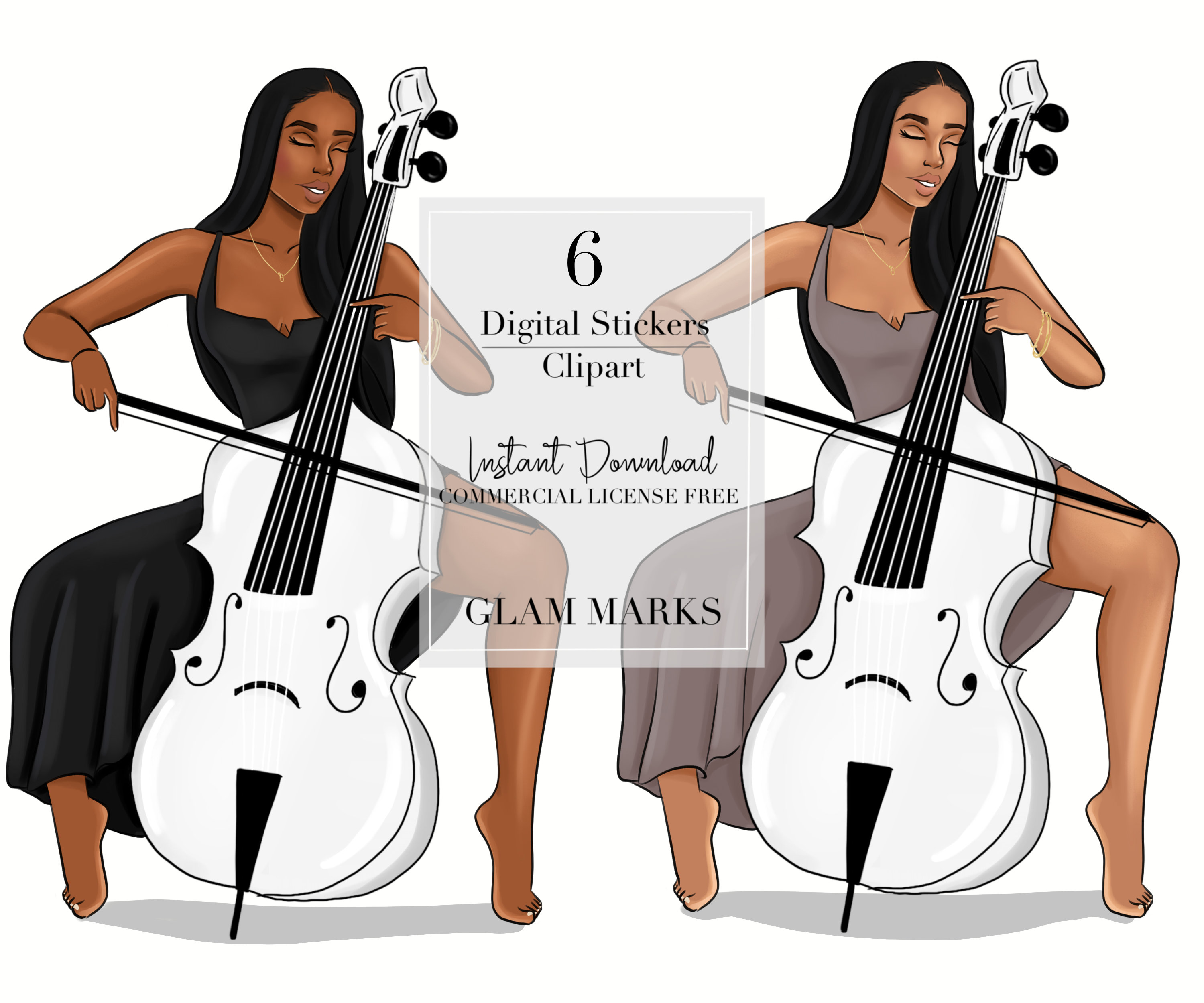 Woman Playing Cello Clip Art