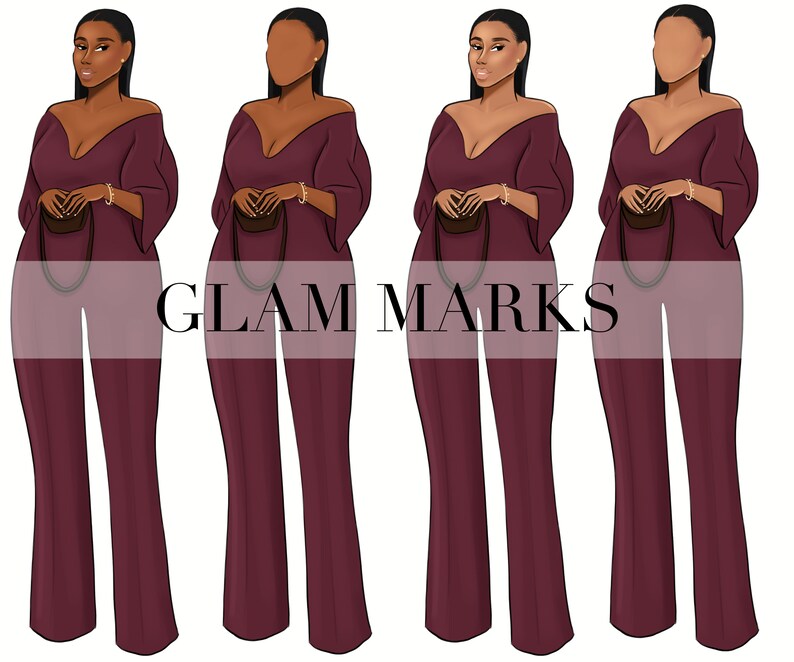 Curvy Black Woman Clipart Digital Stickers Plus Size - Etsy