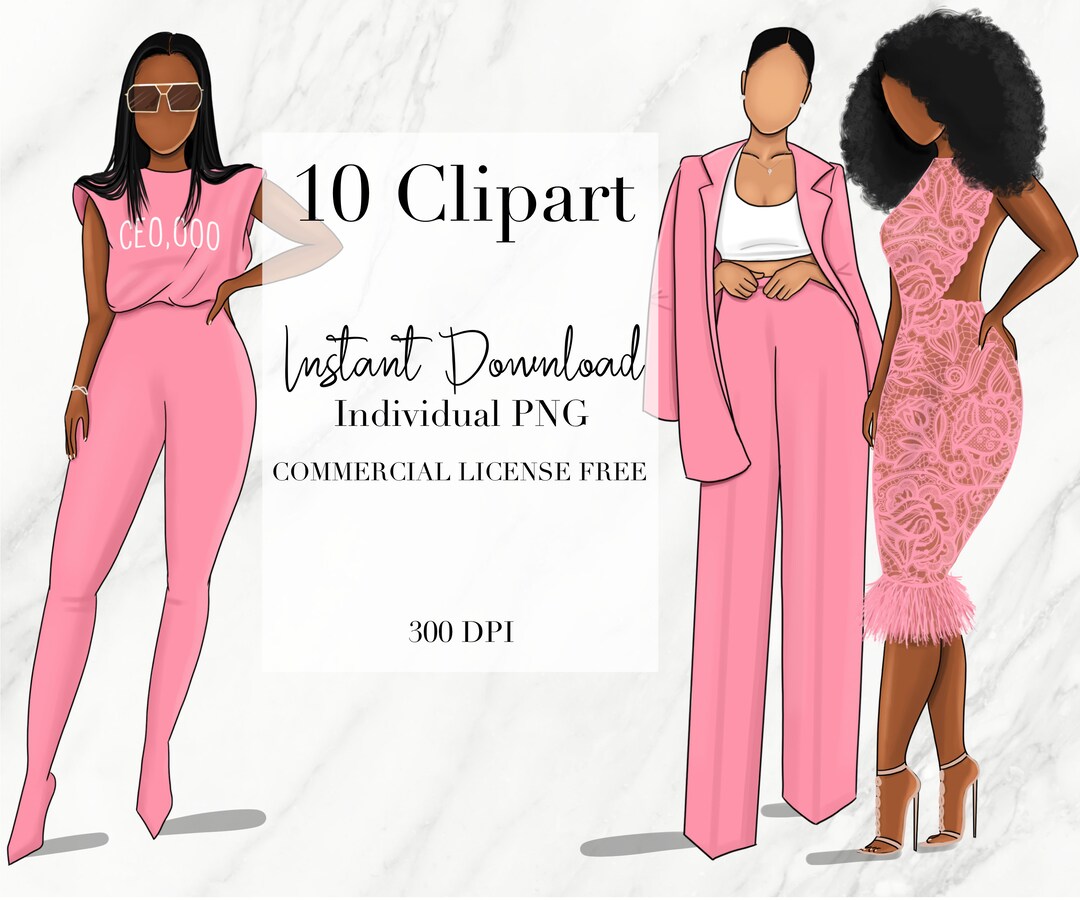 Black Woman Clipart, Fashion Clipart, Digital Stickers, Boss Clipart ...