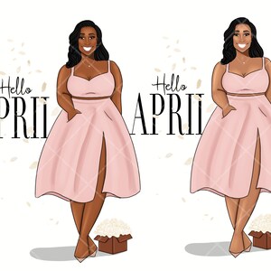 April Clipart, Fashion Clipart, Digital Stickers, African American Clip ...