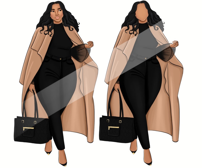 Curvy Black Woman Clipart Digital Stickers Plus Size - Etsy