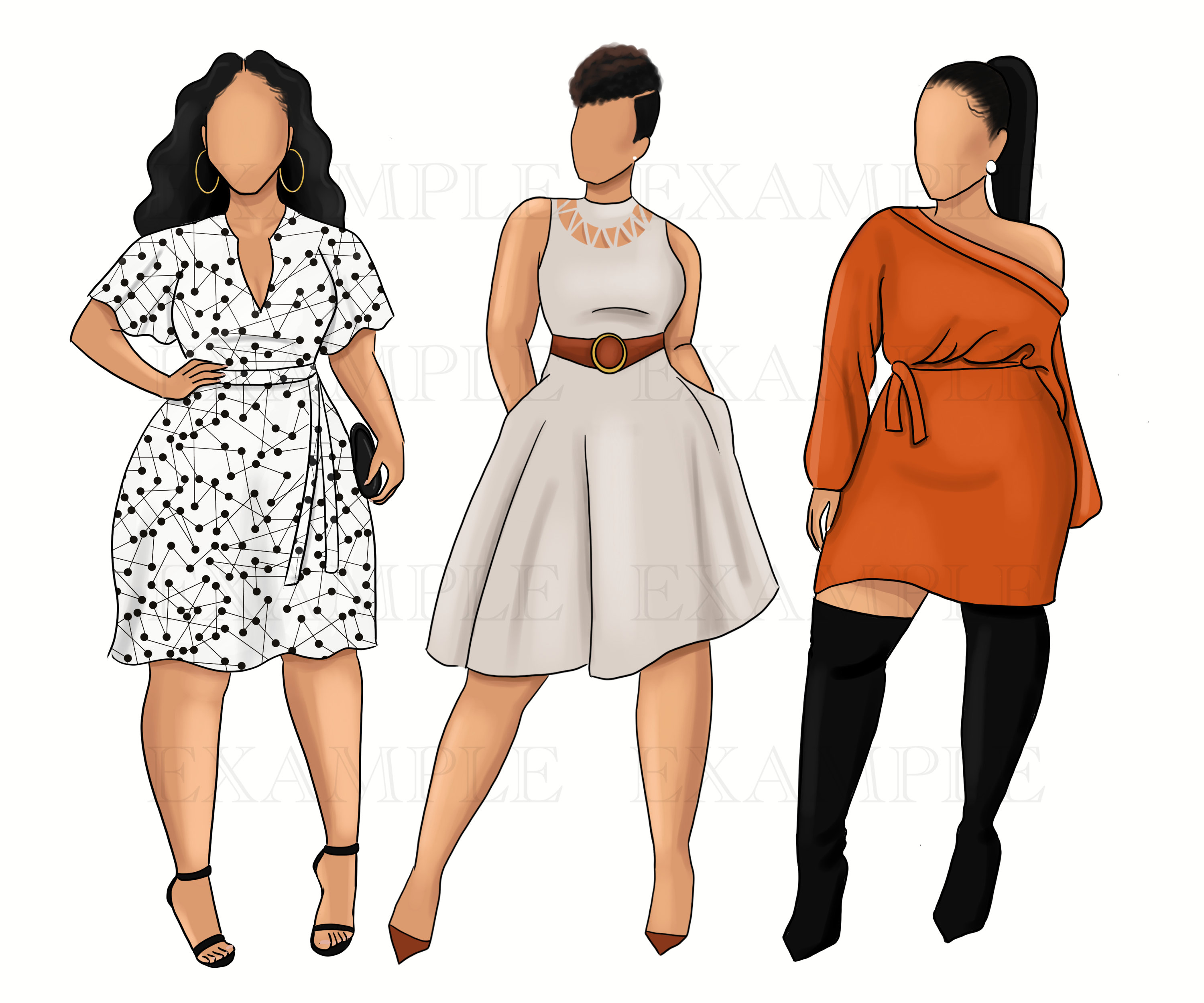 Curvy Clipart Fashion Clipart Plus Size Clipart Digital - Etsy Canada