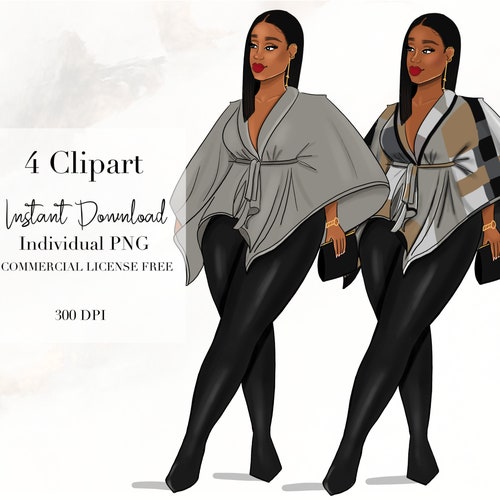 Curvy Clipart Fashion Clipart Plus Size Clipart Digital - Etsy