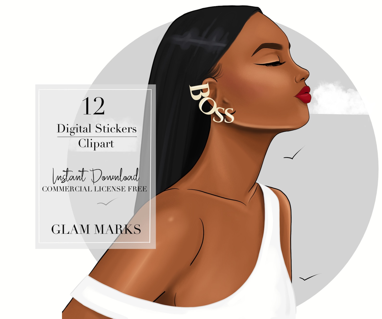 Black Woman Clipart Digital Stickers Boss Clipart African - Etsy