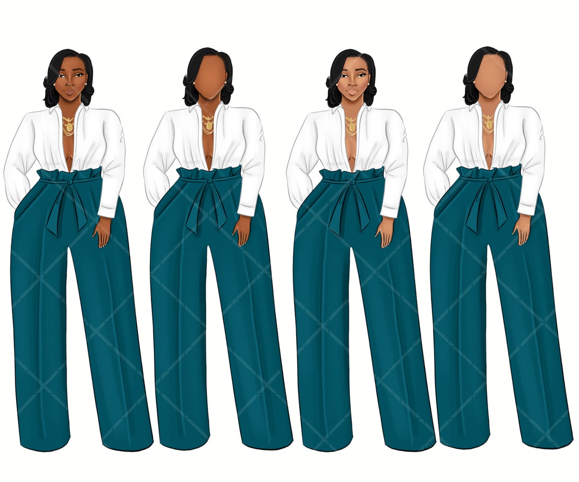 Curvy Black Woman Clipart Digital Stickers Plus Size - Etsy