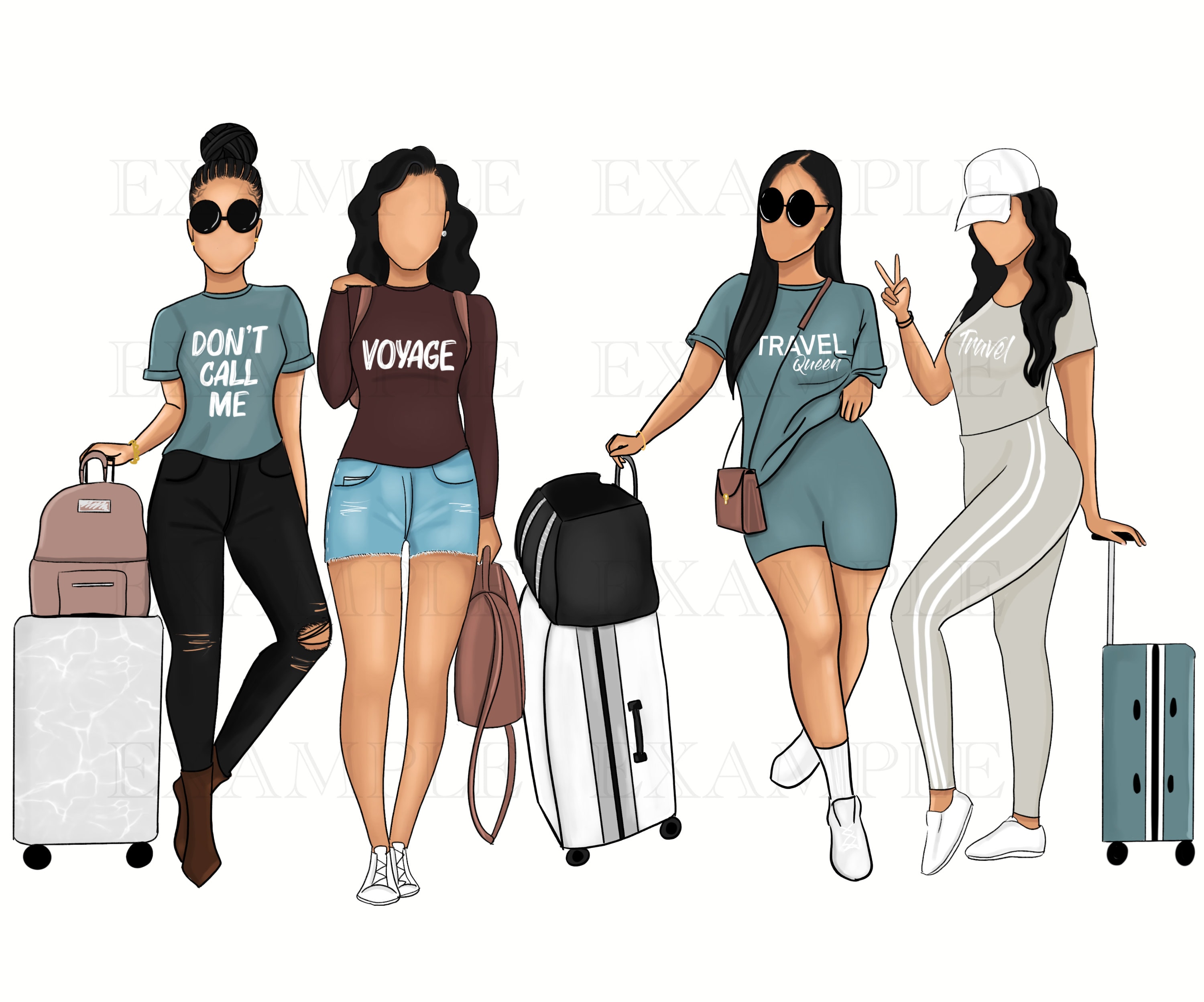 Travel Clipart Fashion Clipart Digital Sticker Traveling - Etsy
