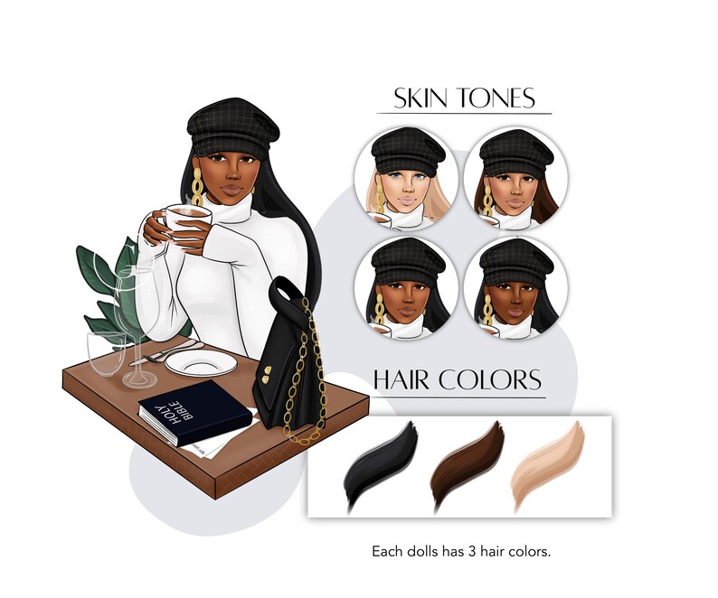 BUNDLE Faith Dolls 1-5 | Christian Clipart, Black Woman Clipart ...