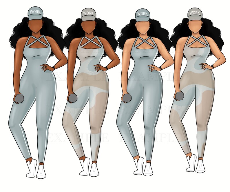 Workout Clipart, Black Woman Workout Clipart, African American Clipart ...