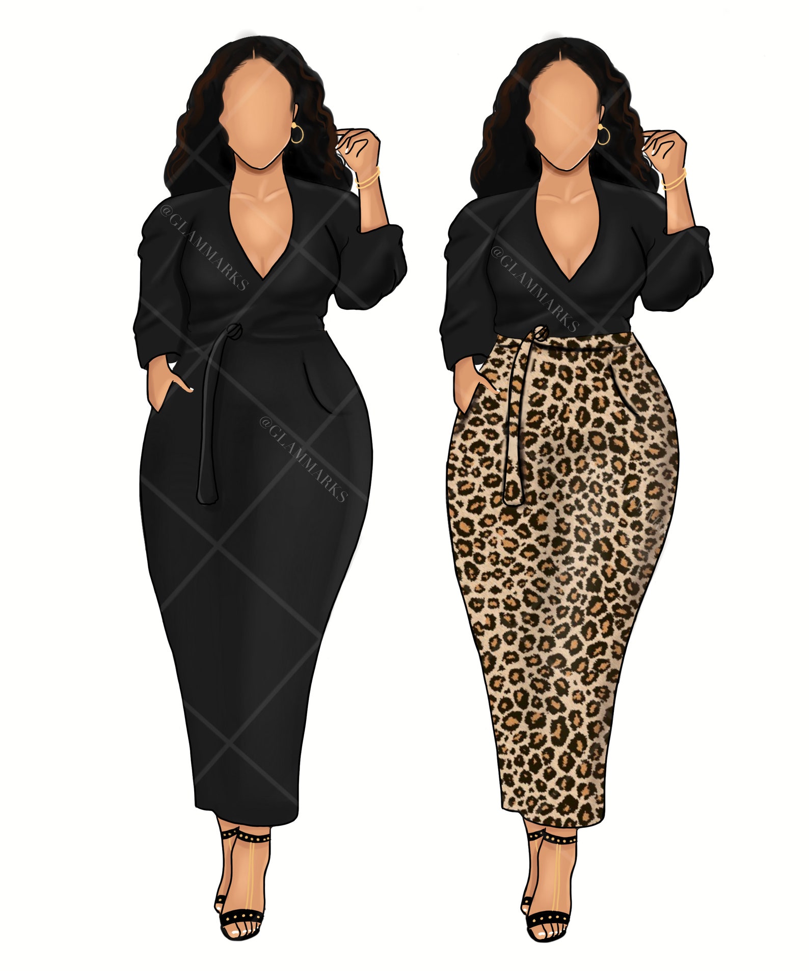 Curvy Clipart Fashion Clipart Plus Size Clipart Digital - Etsy